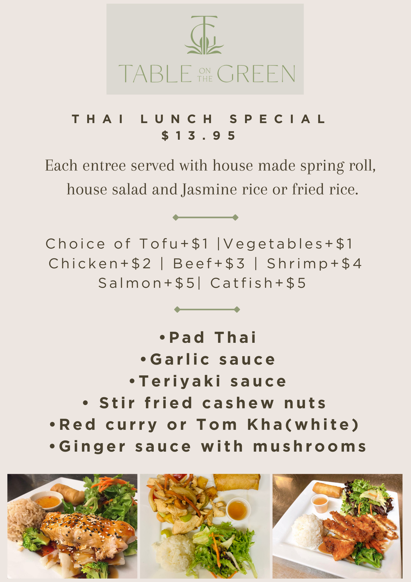 Lunch Specials – Table On The Green