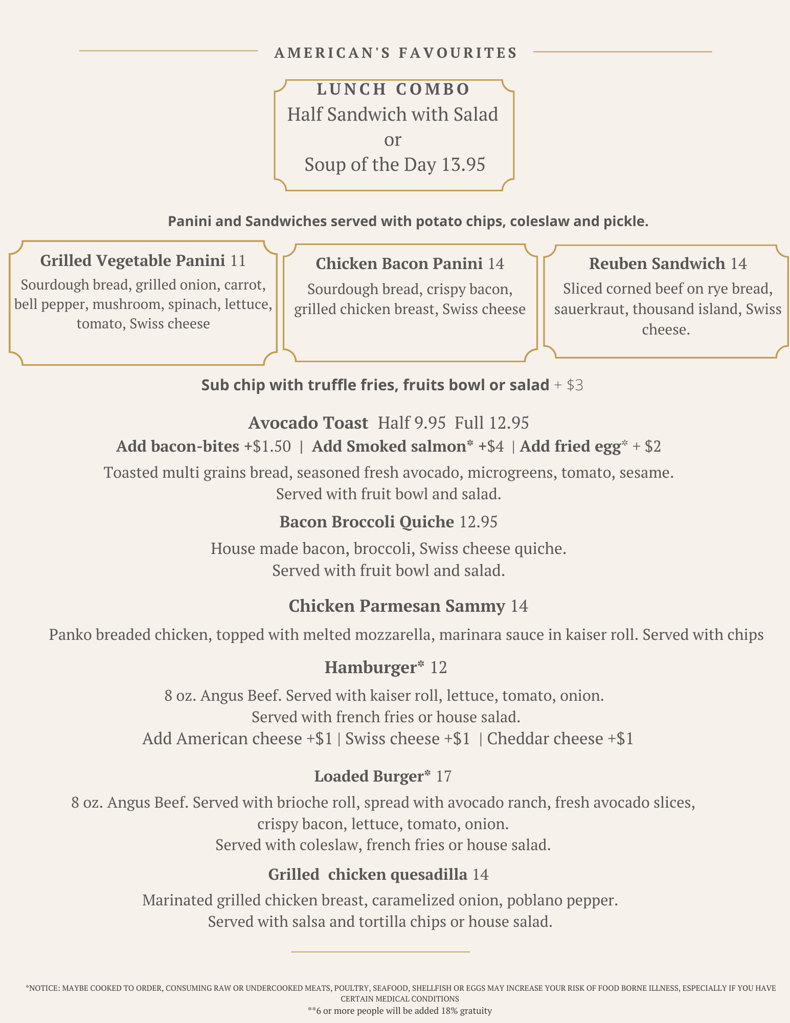 Lunch Menu – Table On The Green