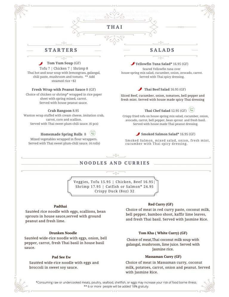 Dinner Menu – Table On The Green