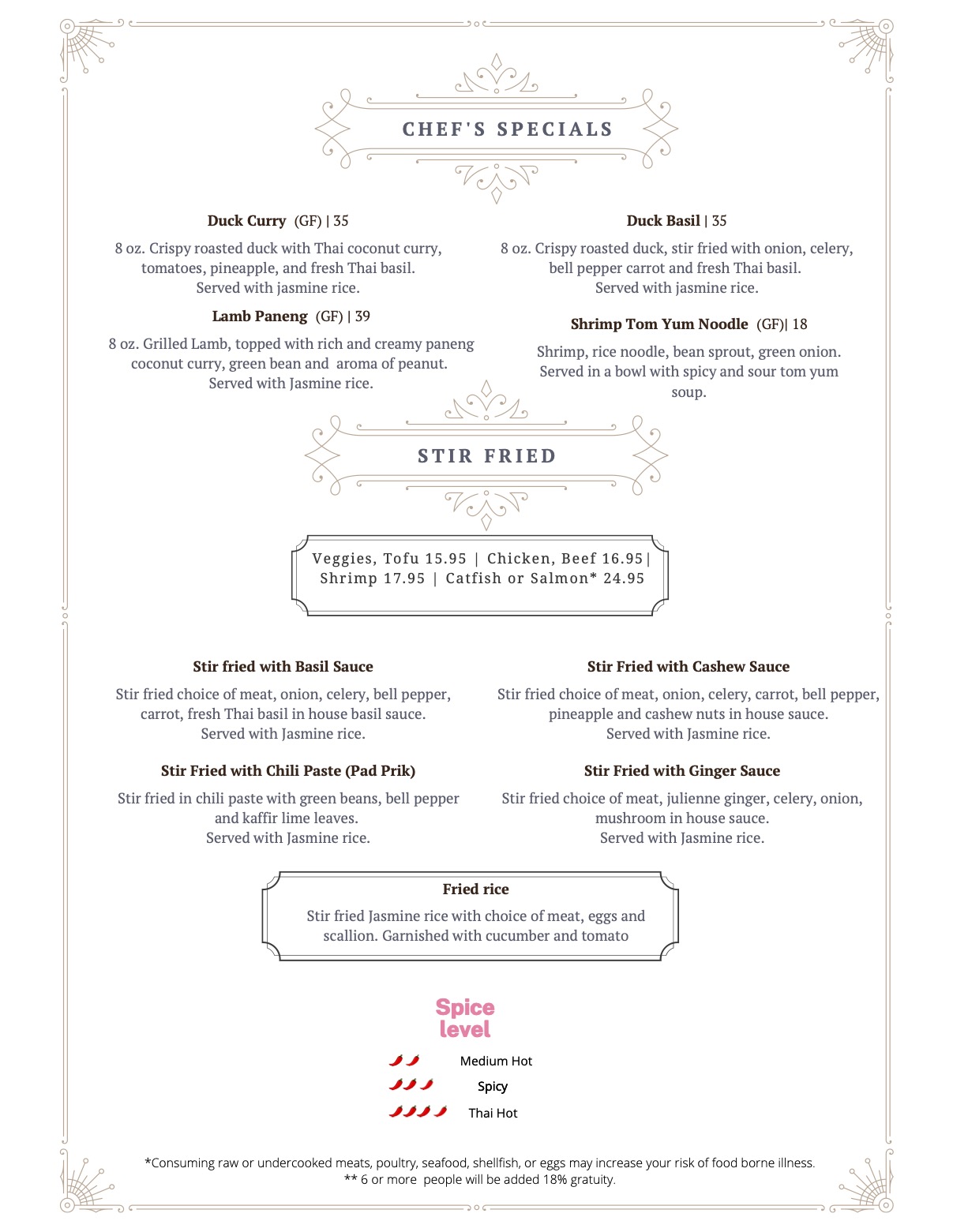 Dinner Menu – Table On The Green